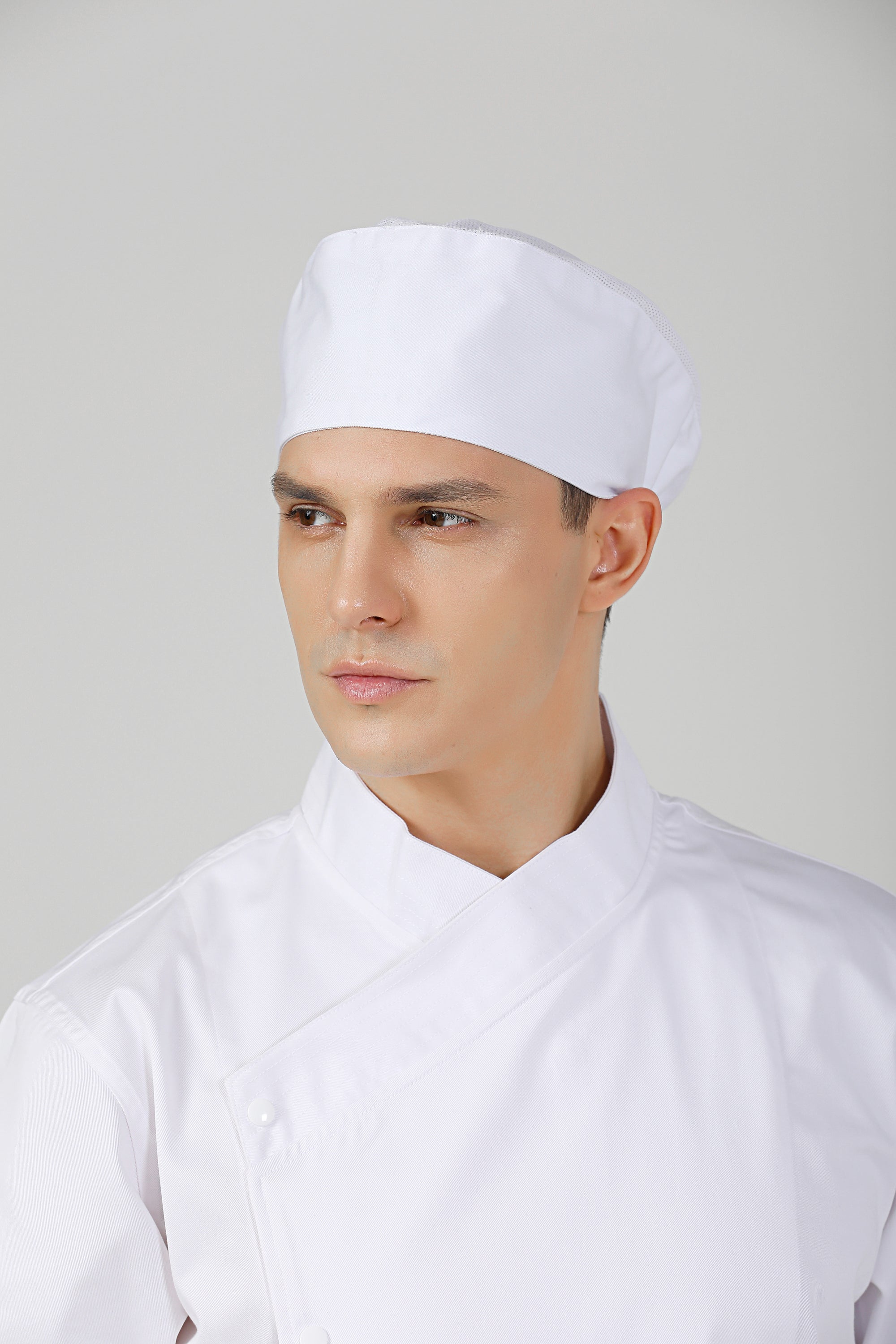 White Freesia Chef Beanie, With Vent - GreenChef by GC Collective ...