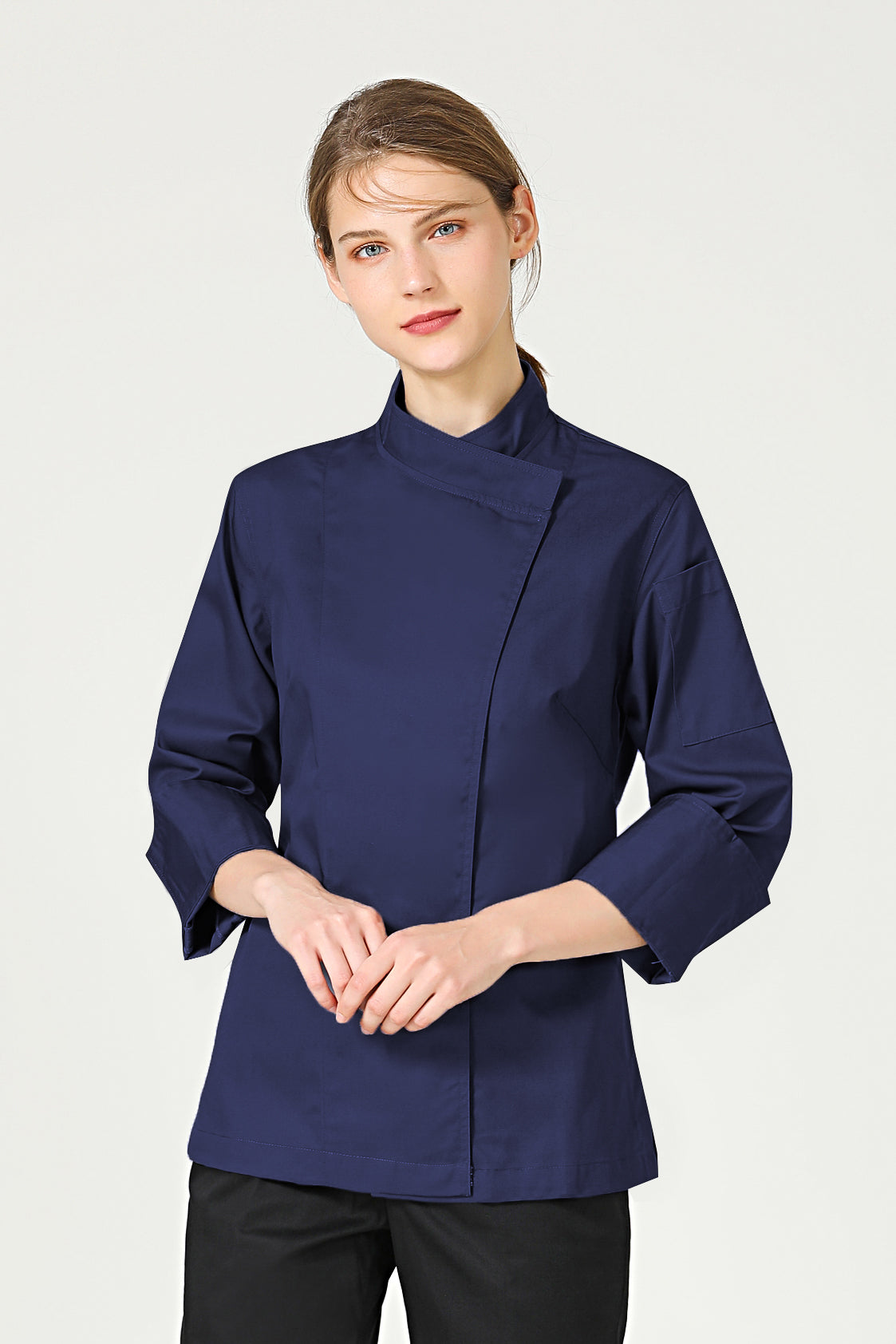 Rosemary Female Navy Blue Chef Jacket, Long Sleeve - GreenChef by GC ...