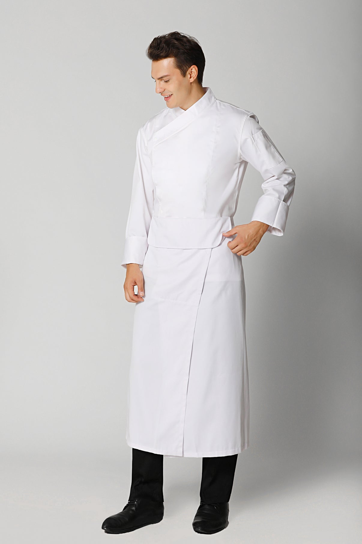 White Flap Half Chef Apron With Slit - GreenChef by GC Collective ...